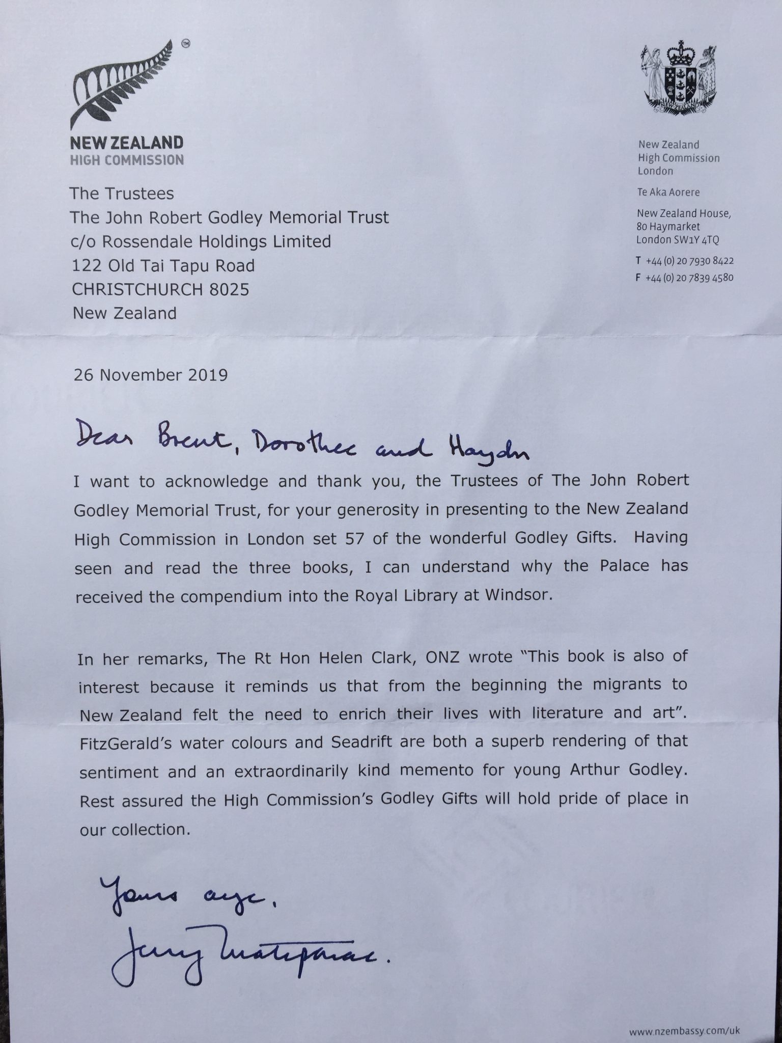 Presentation of Godley Gifts to The NZ High Commission, London | Godley ...